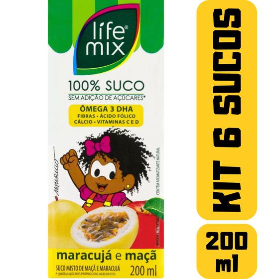 Kit 6 Sucos Life Mix Kids 200ml Turma Da Mônica Maracujá - Suco ...