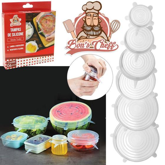 Kit 6 Tampas de Silicone - Bon's Cheff - Tampa de Silicone - Magazine Luiza
