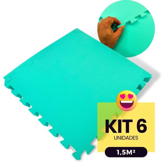 Kit 6 Tatame Infantil 1,5m² Tapete EVA 50x50 10mm p/ Bebê Criança ...