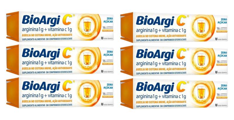 Kit 6 Tubos Bioargi-C Com Aspartato De Arginina 16 Comp - Uniao Quimica ...