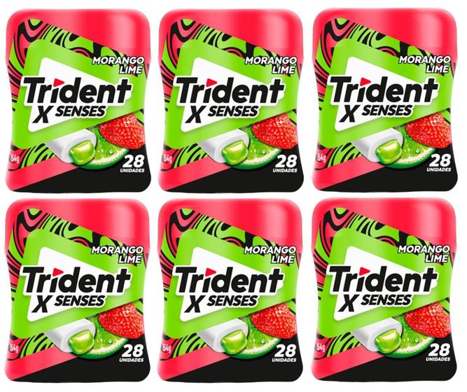 Kit 6 Un. Trident X Senses Garrafa Morango Line 54g - Mondelez ...