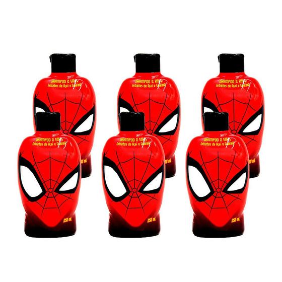 Kit 6 Und Shampoo Spider Man 2x1 Extrato Açaí Guaraná Sem Sal 250ml ...