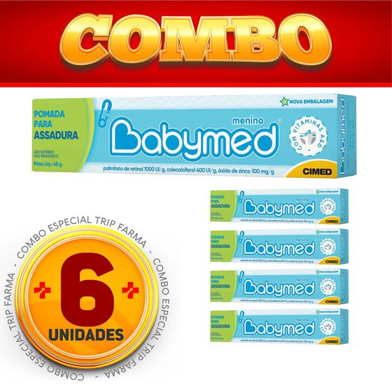 Kit 6 Unidades Babymed Menino Cimed Pomada Para Assaduras infantil 45g ...