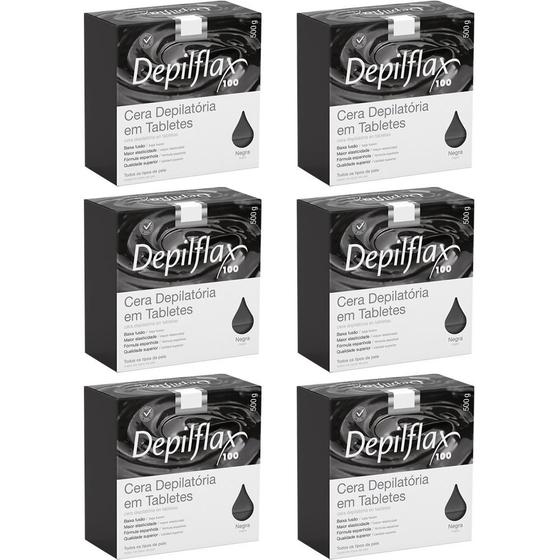 Kit 6 Unidades Cera Quente Depilatória em Tabletes Depilflax Negra ...