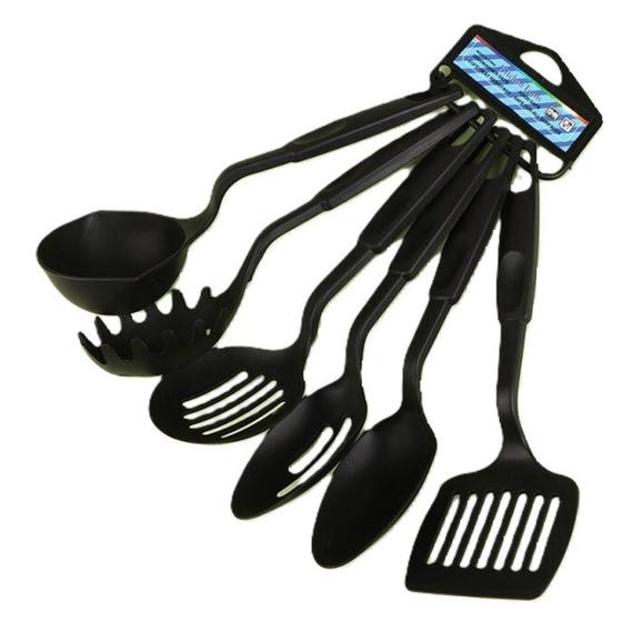 Kit 6 Utensílios de Cozinha Doméstico Espatula, Concha, Colher, Pegador ...