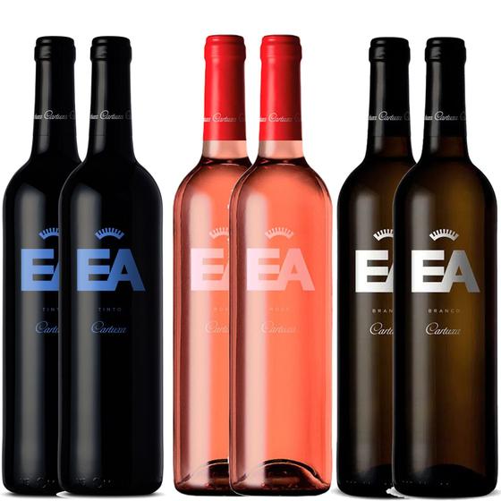 Kit 6 Vinhos Cartuxa EA Português Rosé/Tinto/Branco Alentejo ...