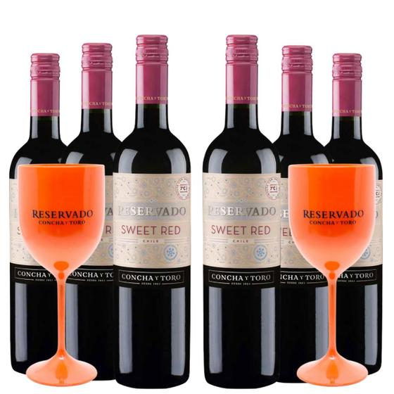 KIT 6 Vinhos Concha y Toro Reservado Tinto Suave Sweet Red - Vinho ...