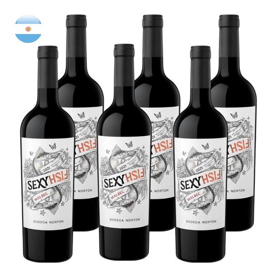 Kit 6 Vinhos Sexy Fish Malbec Tinto Argentina 750ml - Bodega Norton - Vinho - Magazine Luiza