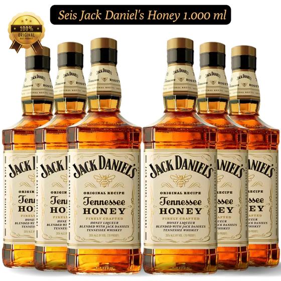 Kit 6 Whiskey Jack Daniel's Tennessee Honey 1.000ml 35% vol - Jack ...