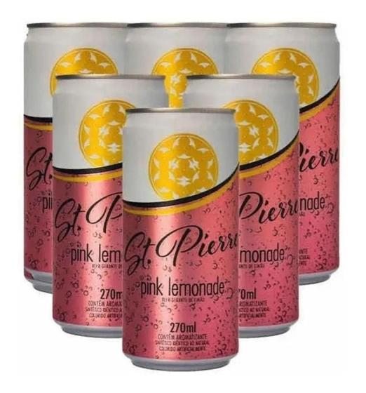 Kit 6x Agua Tônica St Pierre Pink Lemonade Lata 270ml St Pierre