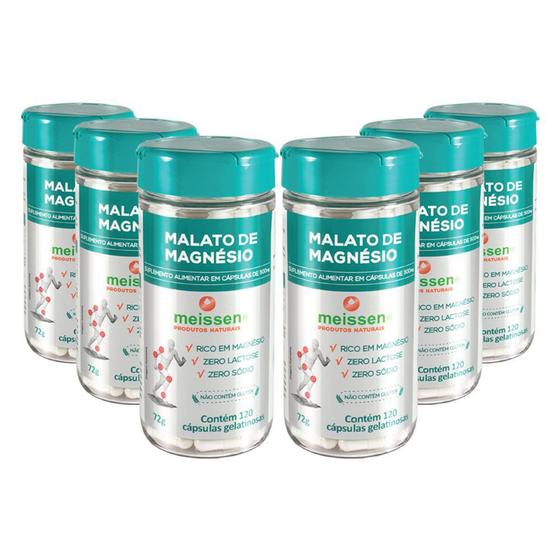 Kit 6x Magnésio de Malato (500mg) 120 Cápsulas - Meissen - Cloreto de ...