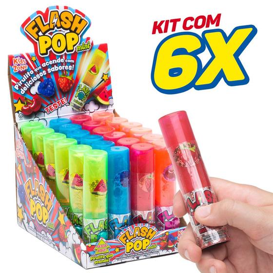 Kit 6x17g Pirulito Que Acende Flash Pop Mini Bastão Sabores - Kids Zone - Pirulito - Magazine Luiza