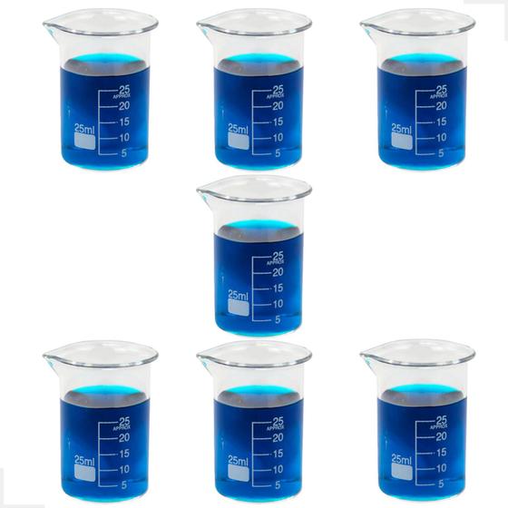 Kit 7 Béquer 25ml Becker de Vidro Forma Baixa Graduado - Perfecta ...