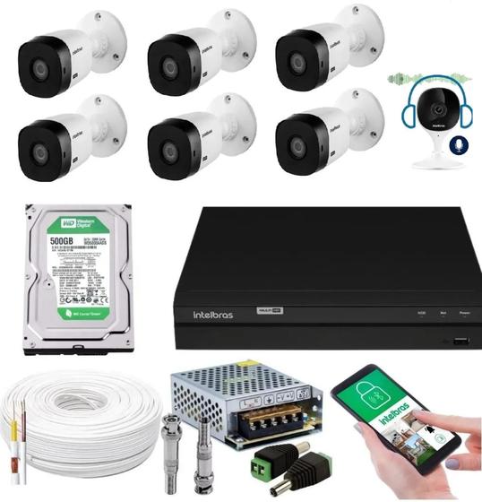 Kit 7 Câmeras Intelbras Dvr Intelbras Mhdx 8 Canais C/ Áudio - Gravador ...
