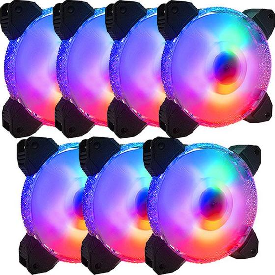Kit 7 Cooler Fan 120mm Led Rgb Ventoinha Gamer Pc Gabinete - K-Mex ...