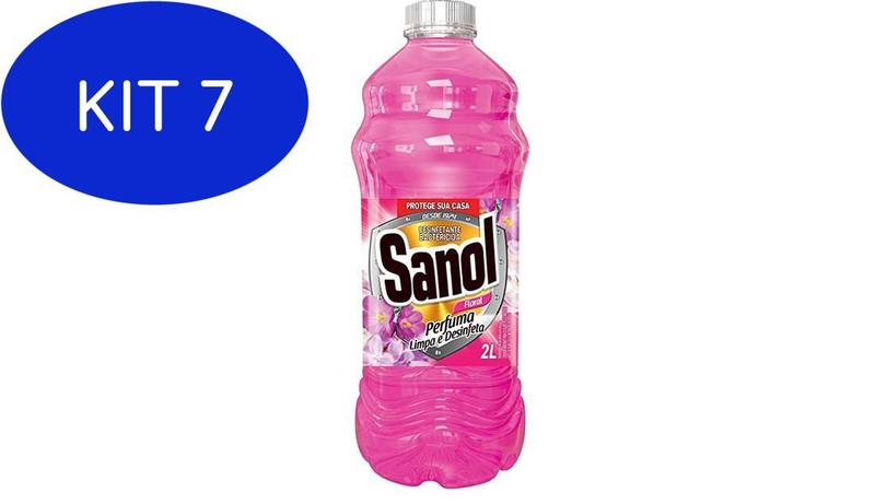 Kit 7 Desinfetante Floral Sanol 2Lts - Total Quimica - Desinfetante ...
