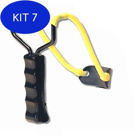 Kit 7 Estilingue Atiradeira Em Metal Pvc E Couro + 2 Esferas - Tiktoys ...