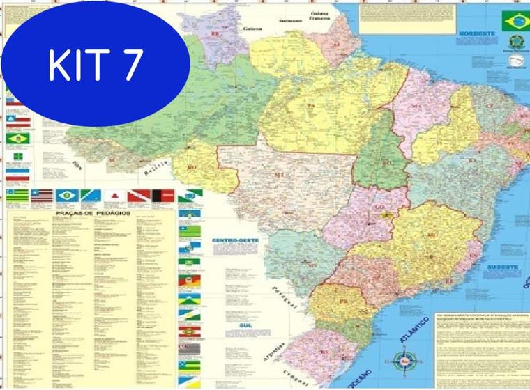 Kit 7 Mapa do Brasil Atualizado - - Multimapas - Quadro Decorativo ...