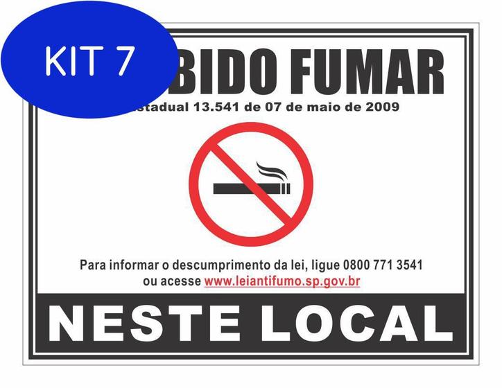 Kit 7 Placa Proibido Fumar Neste Local - Monalisa digital - Placa de ...