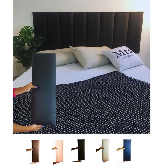 Kit 7 Placas Modulada Retangular Adesiva P/ Quarto Casal Cama Box ...