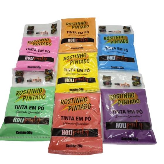 Kit 7 Tinta Em Pó Para Carnaval Festa Ensaio Foto Corante Smile ...