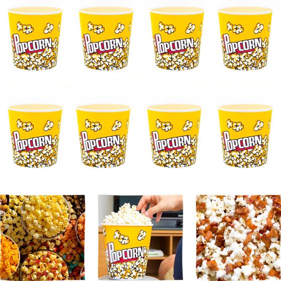 Kit 8 Baldes Pipoca Pote Grande Combo Resistente Cinema Casa Netflix ...