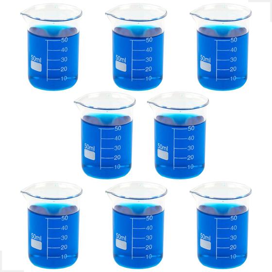 Kit 8 Béquer 50ml Becker de Vidro Forma Baixa Graduado - Perfecta ...