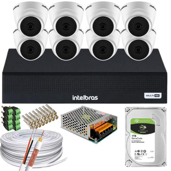 Kit 8 Câmeras 1220 D mic Intelbras Com Áudio dvr 1008 Fullhd Completo C ...