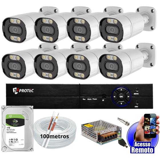kit 8 Câmeras De Segurança Colorida Dia Noite Full Color 1080p Dvr 8 ...