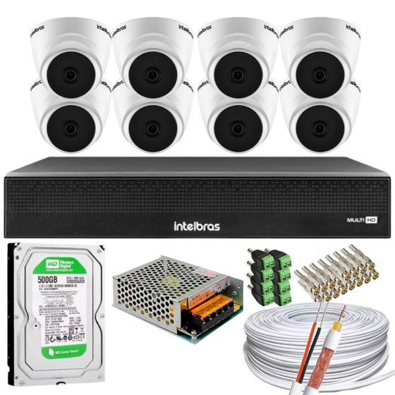 Kit 8 Câmeras Intelbras 1220 D mic Fullhd Com Áudio Dvr 3008-C Ch 500gb ...