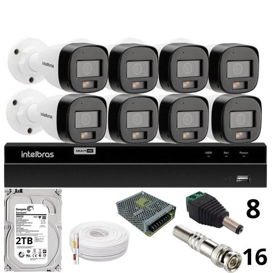 Kit 8 Câmeras Intelbras Bullet 3220b Full Color Com Áudio Dvr Intelbras ...