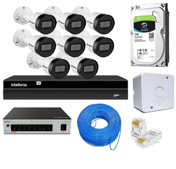 Kit 8 câmeras ip hd intelbras vip 1130 b + nvd 1408 completo - Câmera ...
