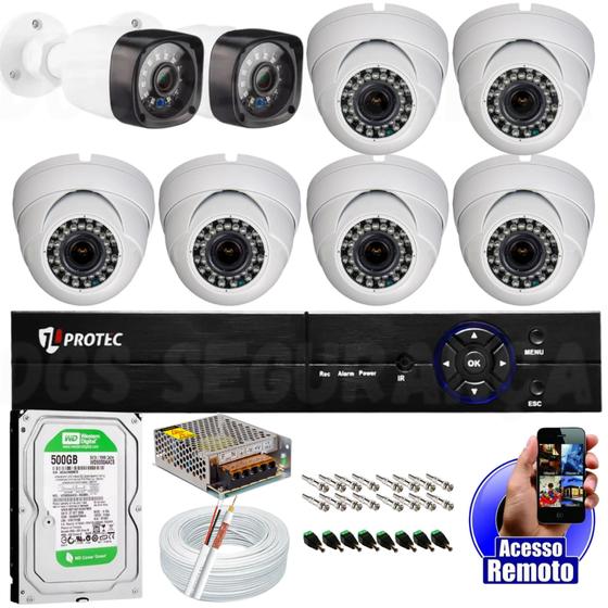 Kit 8 Câmeras Segurança Full Hd 1080p Digitais Infra Dvr 4 Canais P2p ...