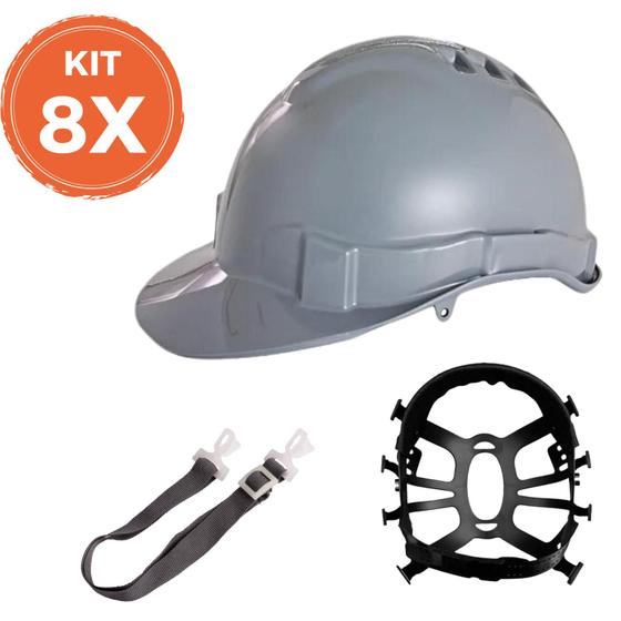 Kit 8 Capacete Completo Com Suspensão e Jugular Cor Cinza Libus ...