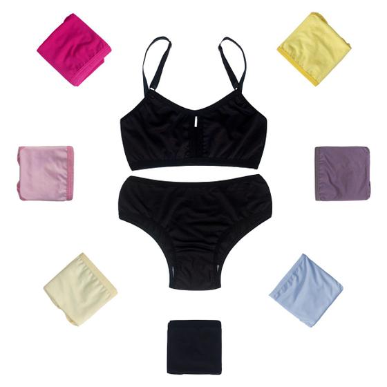 Kit 8 Conjunto Calcinha E Sutiã Infantil Juvenil De Menina Confort Liso ...