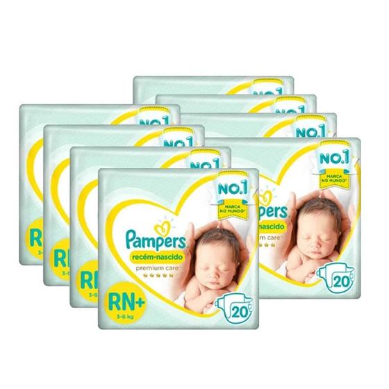 Kit 8 Fralda Descartável Pampers Premium Care Recém-Nascido RN+ 160 ...