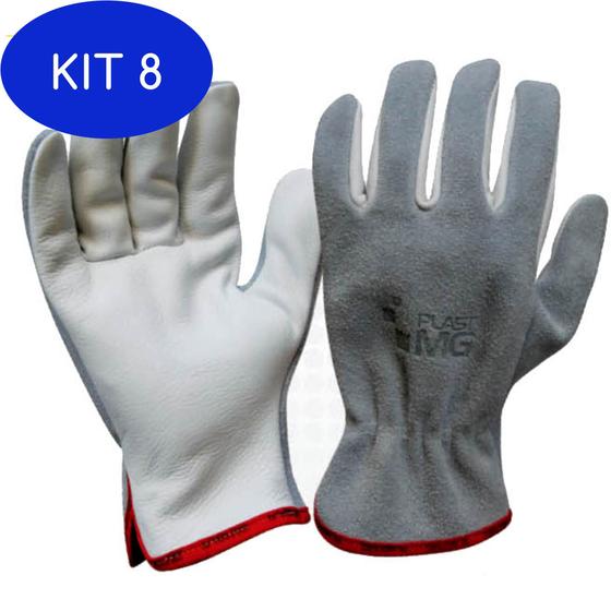 Kit 8 Luva mista raspa e vaqueta petroleira - C.A. 36250 - Super Safety ...