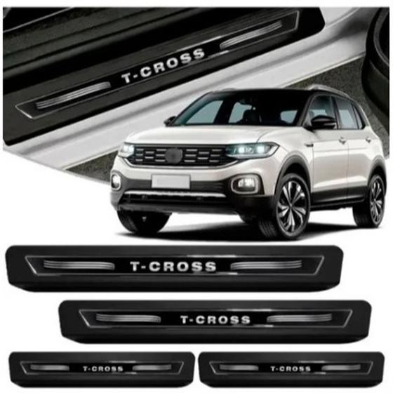 Kit 8 Peças Soleira De Porta Resinada Vw T-cross - Preta - EMBLEMATHEC ...
