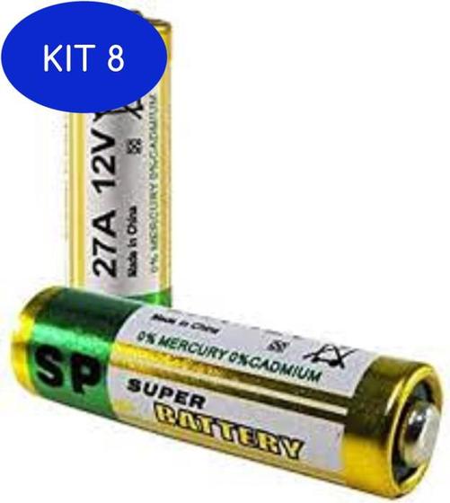 Kit 8 Pilha 27A 12V A27 Controle Alarme Portão - Super Power - Pilhas ...