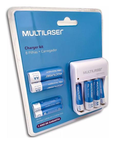 Kit 8 Pilhas Recarregaveis AA +4 AAA +4 Mais Carregador de Pilha AA e ...