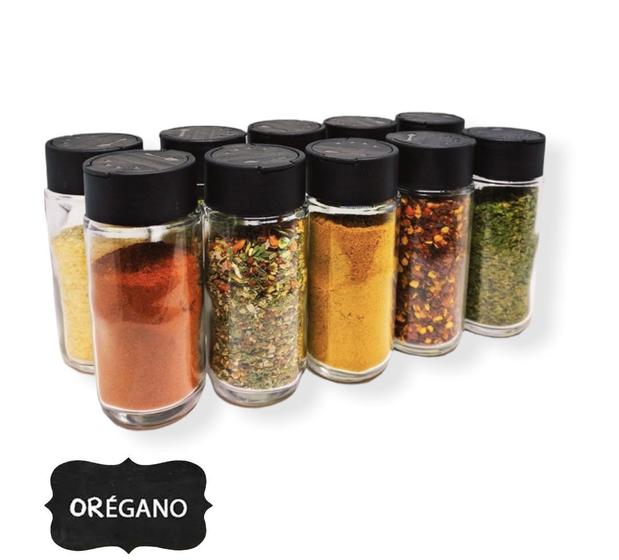 Kit 8 Potes Tempero De Vidro Dosadora Dupla + Etiqueta Lousa - E ...