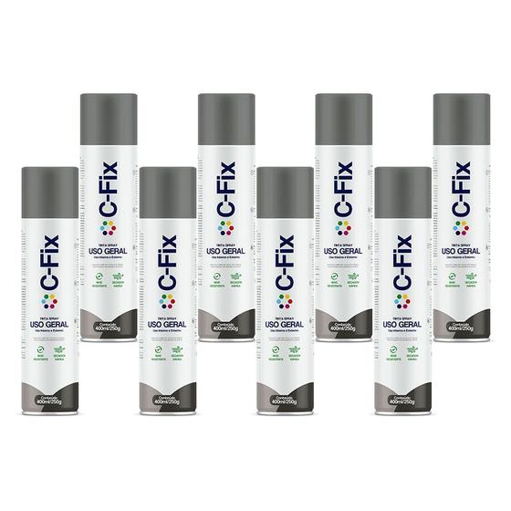 Kit 8 Tintas Spray Cinza Escuro Uso Geral Int/Ext 400ml CFix - C-fix ...
