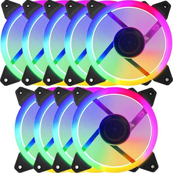 Kit 9 Cooler Fan 120mm Led Rgb Gabinete Pc Ventoinha Gamer - K-Mex ...