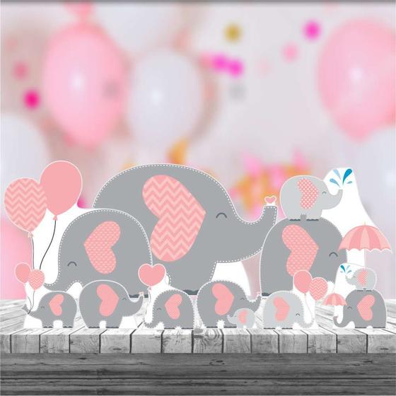 Kit 9 Elefantinho Rosa Totem Mdf Festa Aniversário - Decorando e ...