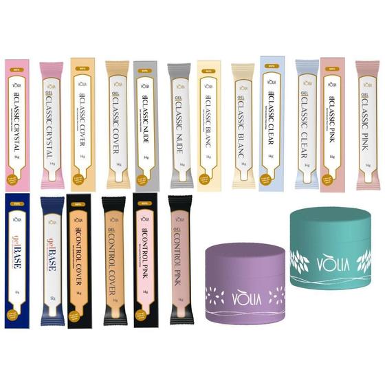 Kit 9 Sache Gel Vólia + Pote Azul E Lilás Eco Reciclavel 15G - Vòlia ...