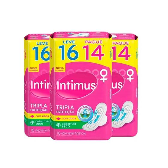 Kit Absorvente Intimus Gel Cobertura Seca Com Abas - 3 Pacotes ...