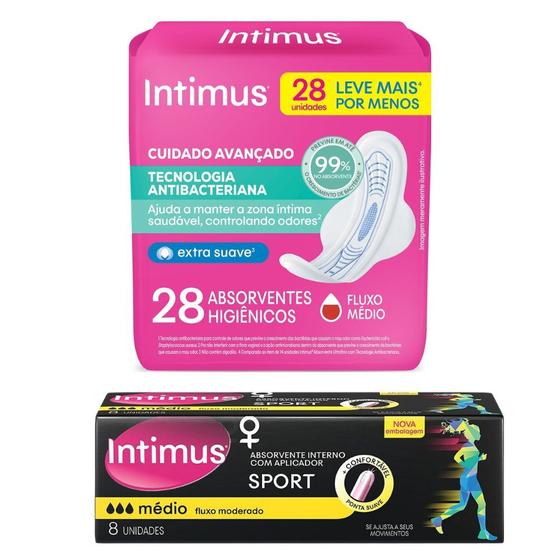 Kit Absorvente Intimus Tecnologia Antibacteriana com Abas e Absorvente ...