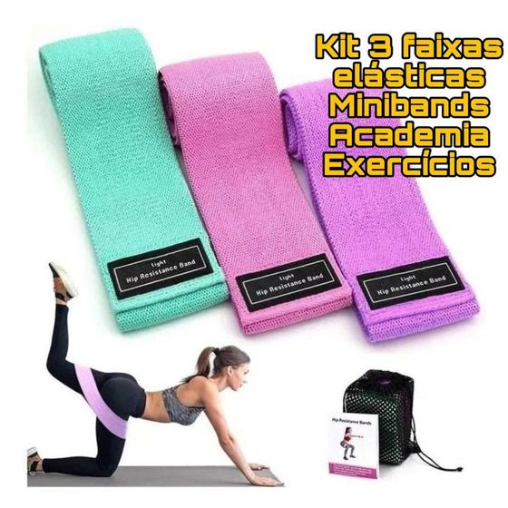 Kit Academia Malhar Em Casa Elásticos 3 Níveis Resistência Miniband ...