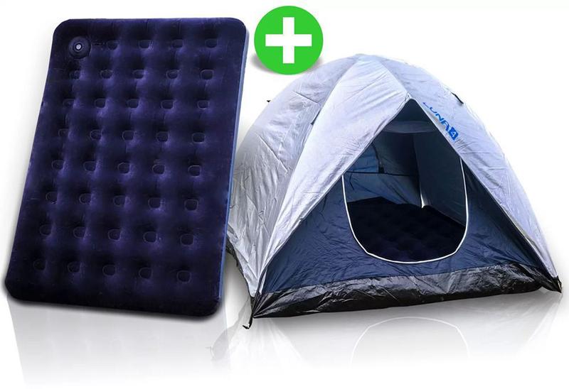 Kit Acampamento: Barraca De Camping 4 Pessoas Com Sobreteto + Colchão ...