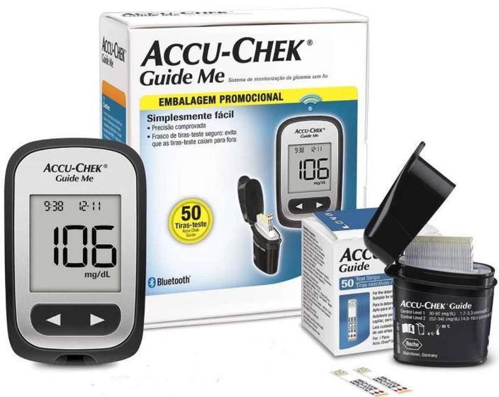 Kit Accu-Chek Guide Me Medidor 50 Tiras + Lancetador + 10 Lancetas ...